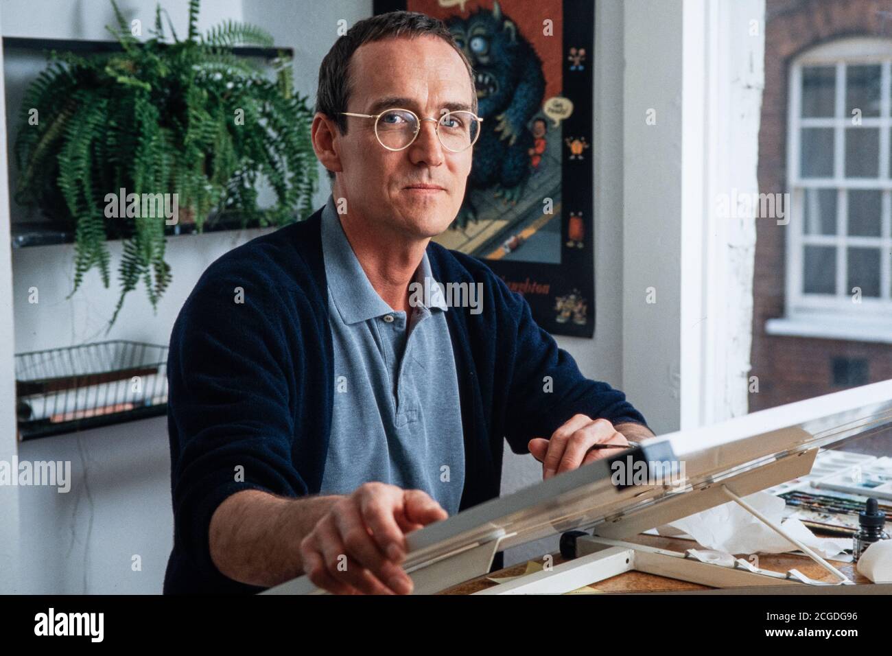 Author and illustrator Colin McNaughton in his studio in Covent Garden ...
