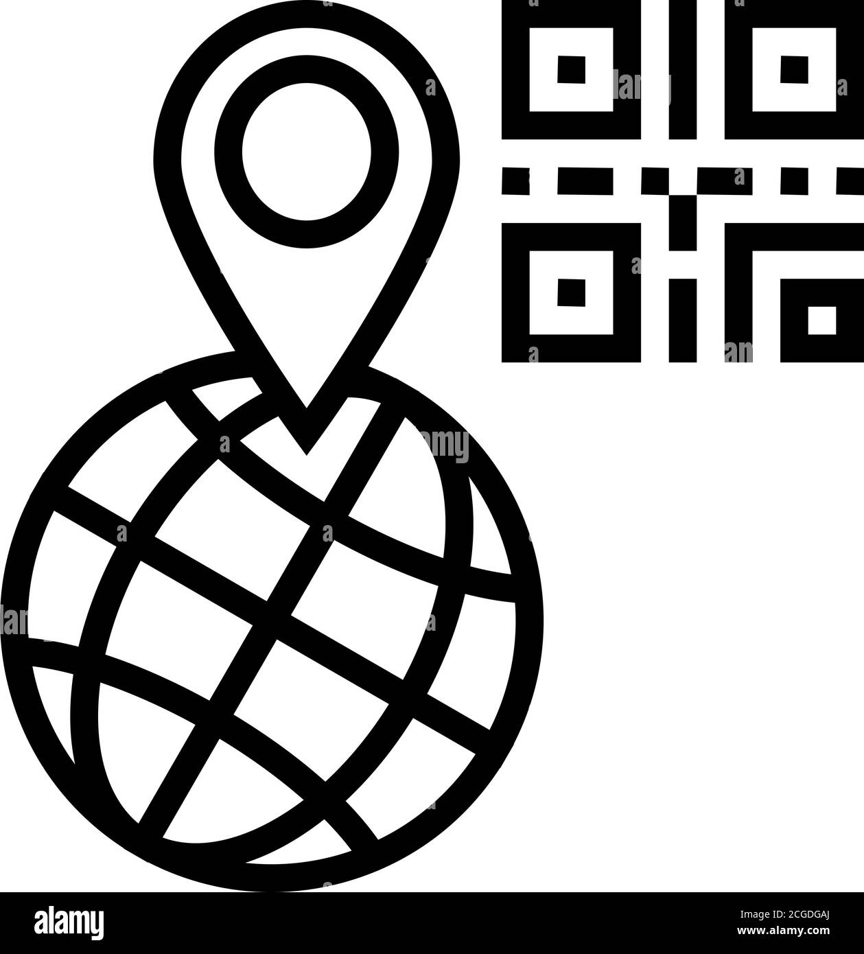 bar code worldwide location line icon vector isolated illustration ...