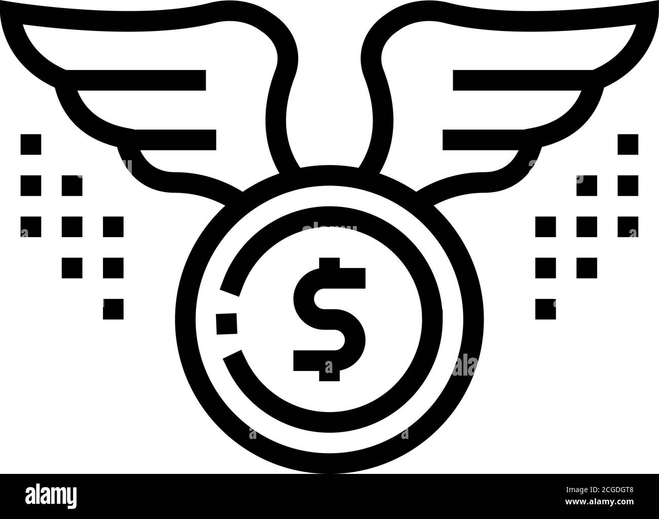 coin with wings line icon vector isolated illustration Stock Vector ...