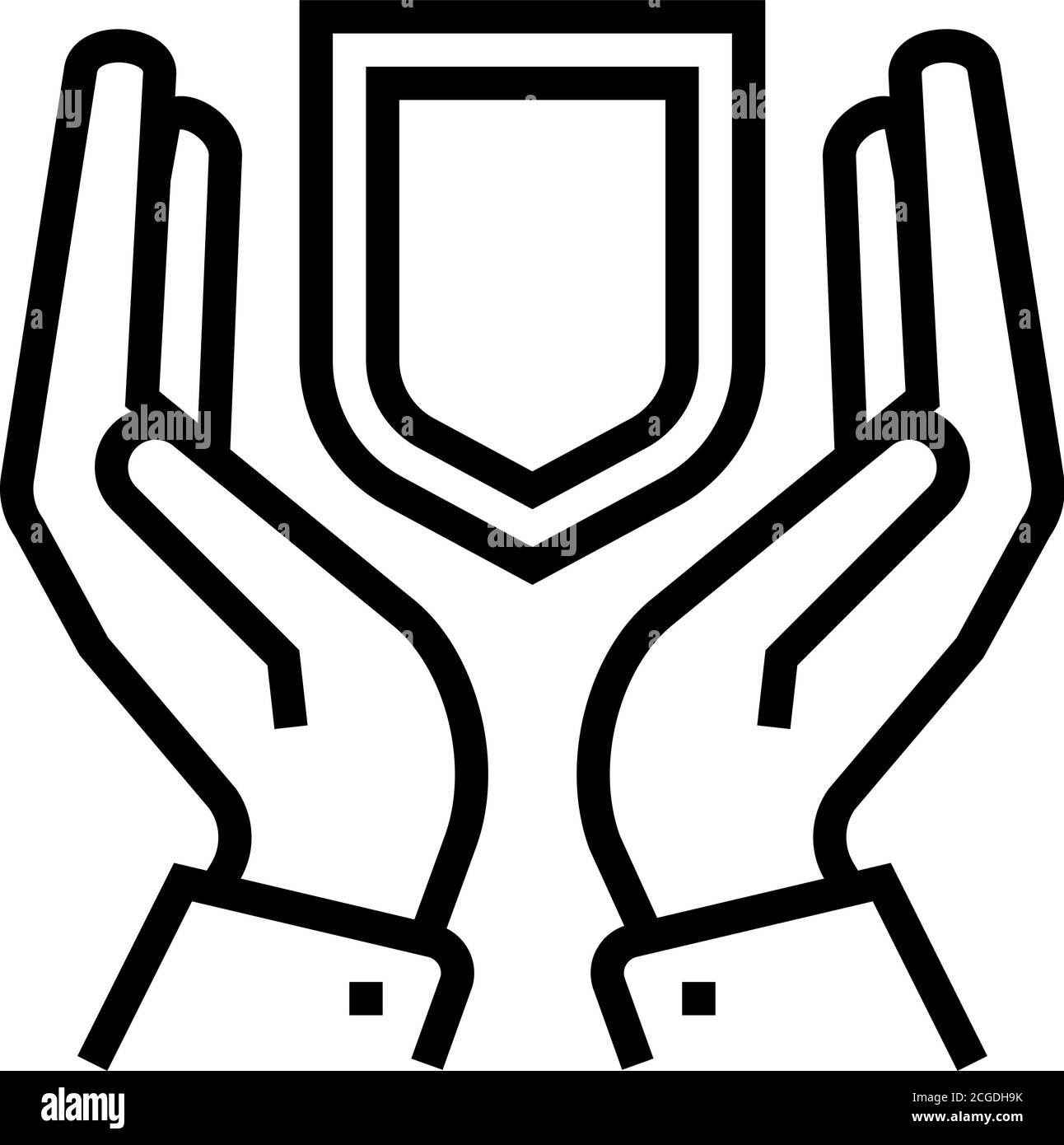 hand hold shield line icon vector isolated illustration Stock Vector ...
