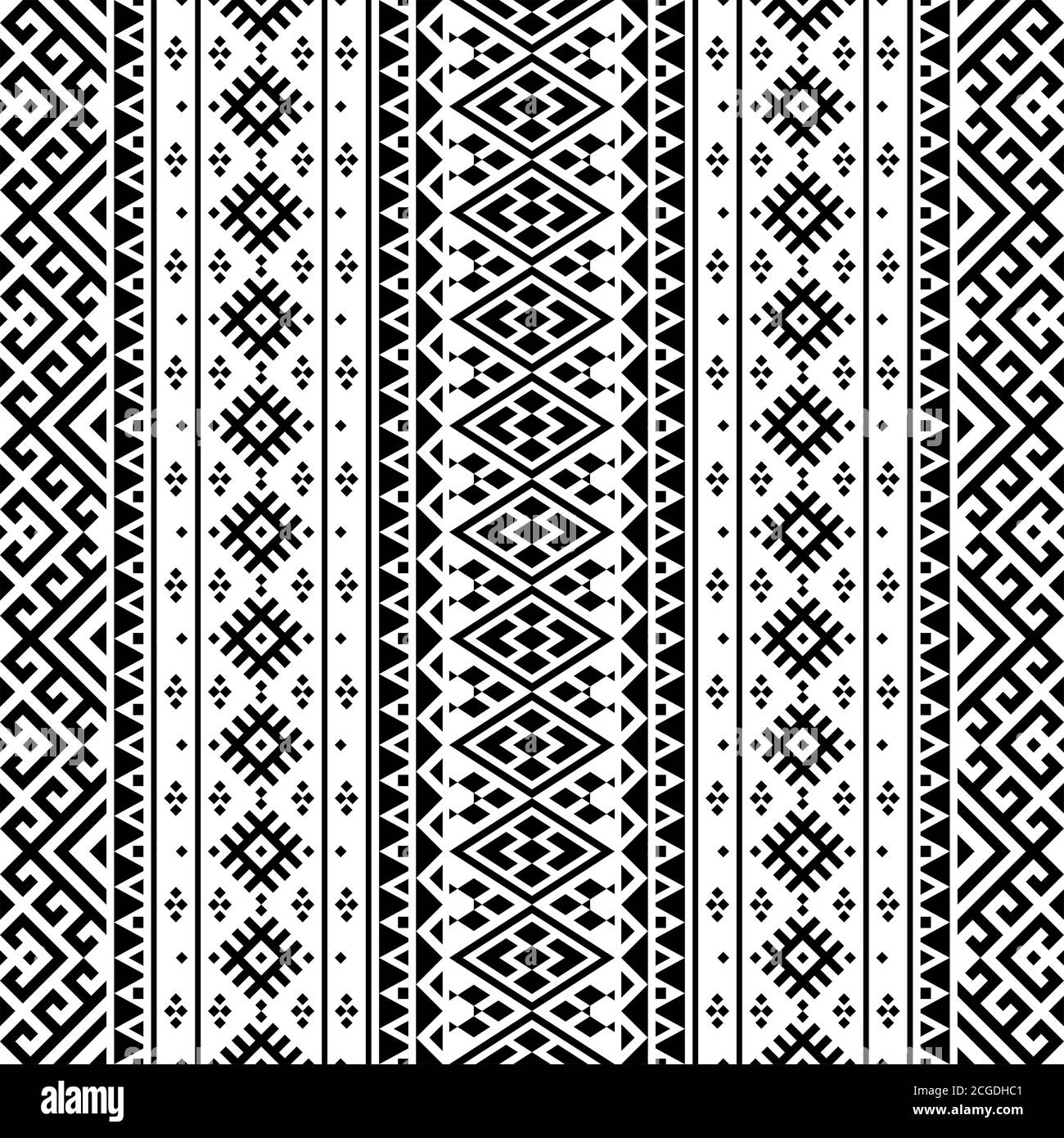 Seamless Ethnic Pattern Illustration Vector With Tribal Design In Black