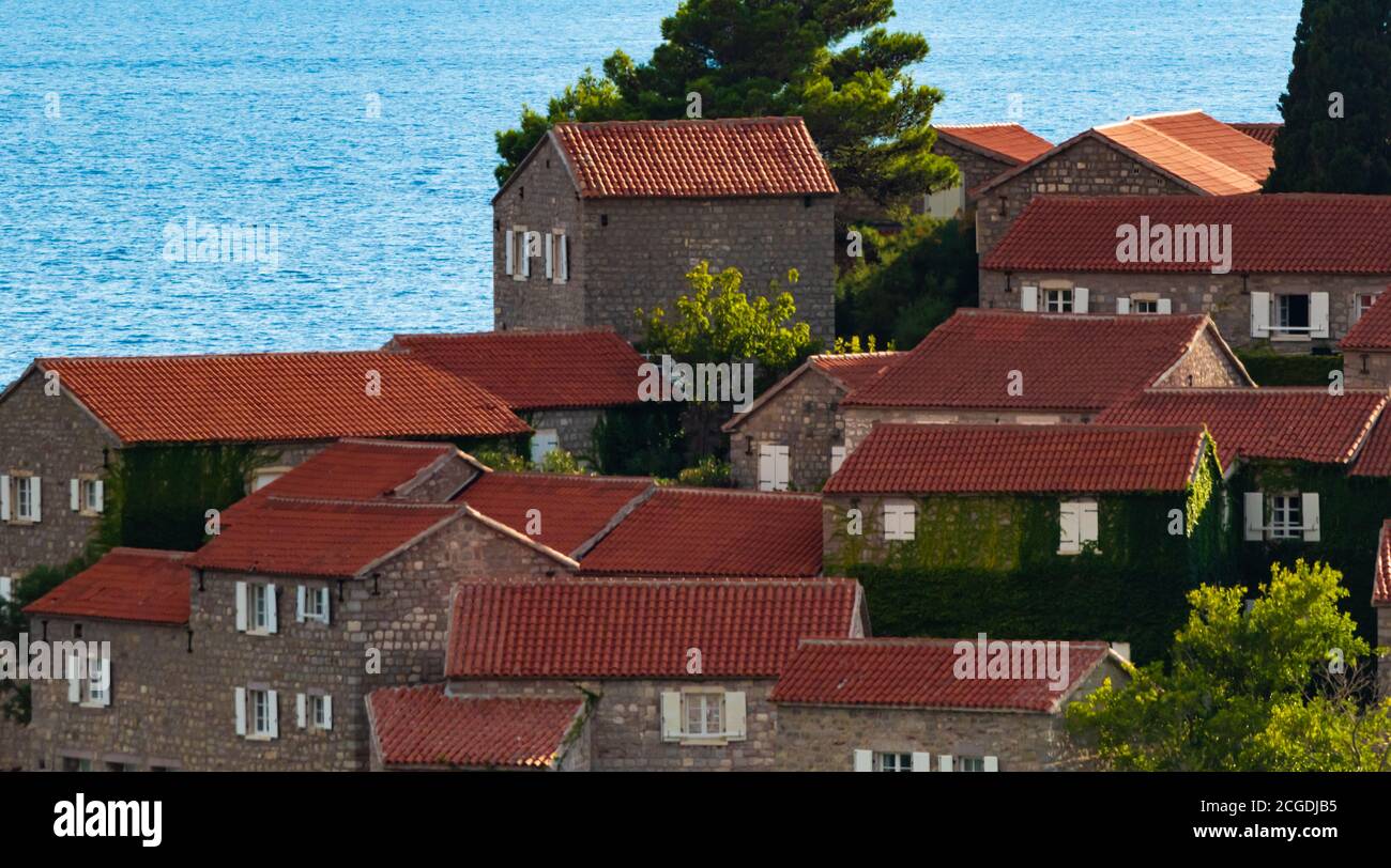 Travel in montenegro on the dariatic sea near the coast to the island ...