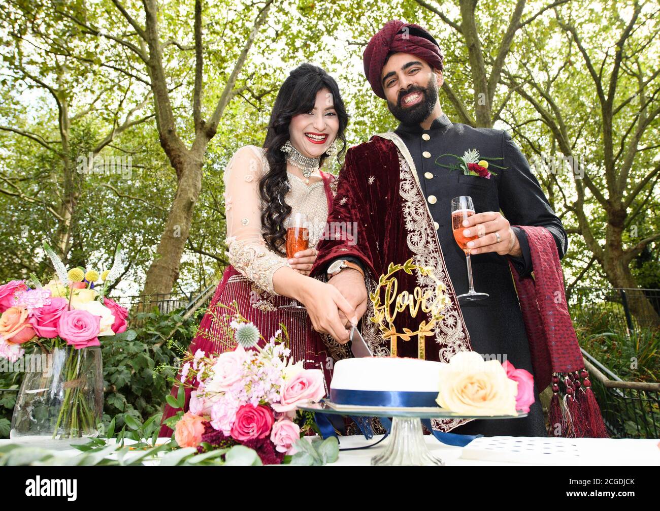 EDITORIAL USE ONLY (Left to right) Fatima Bajwa and Jahanzeb Khan after ...