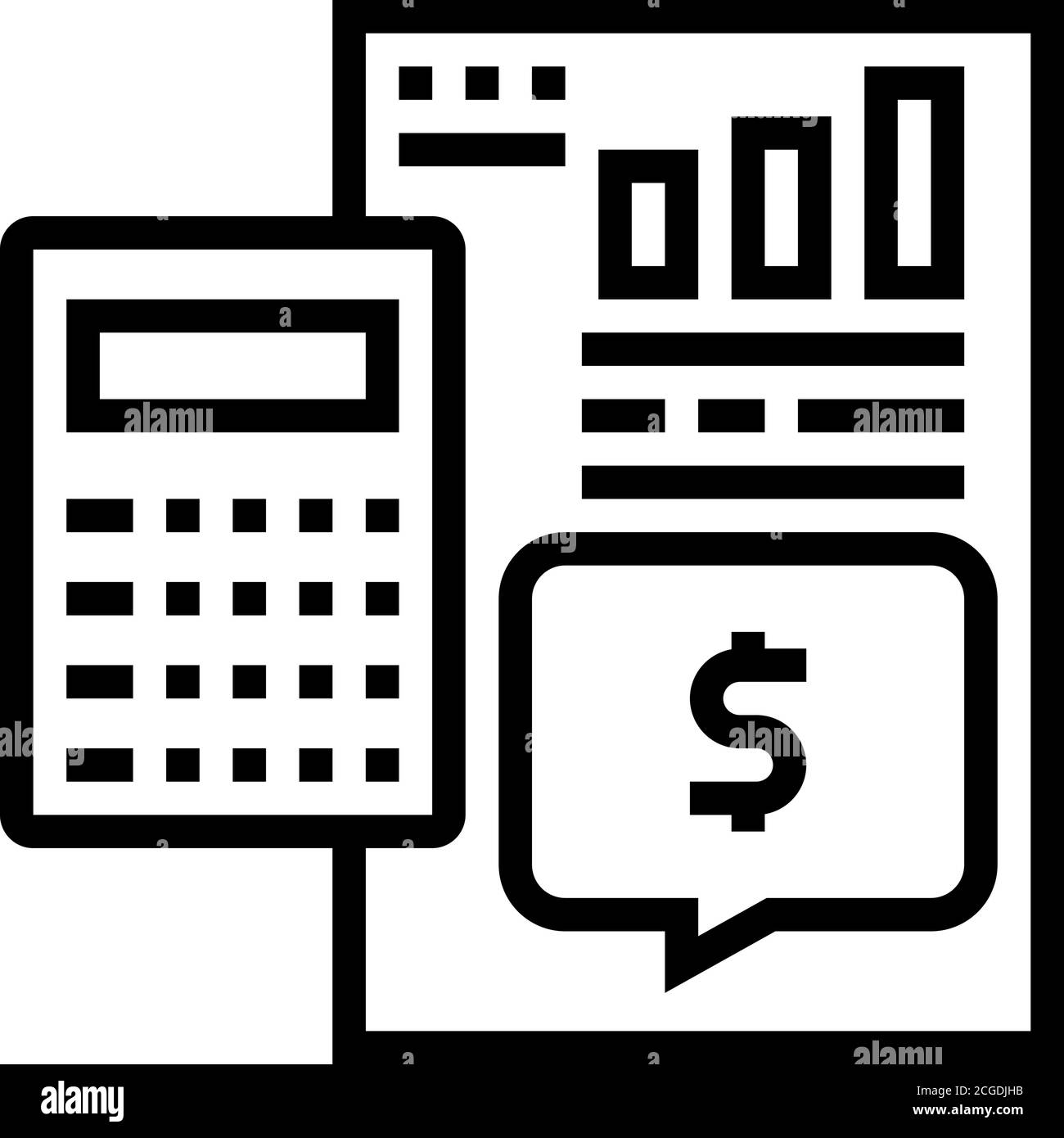 calculator counting investment report line icon vector isolated ...