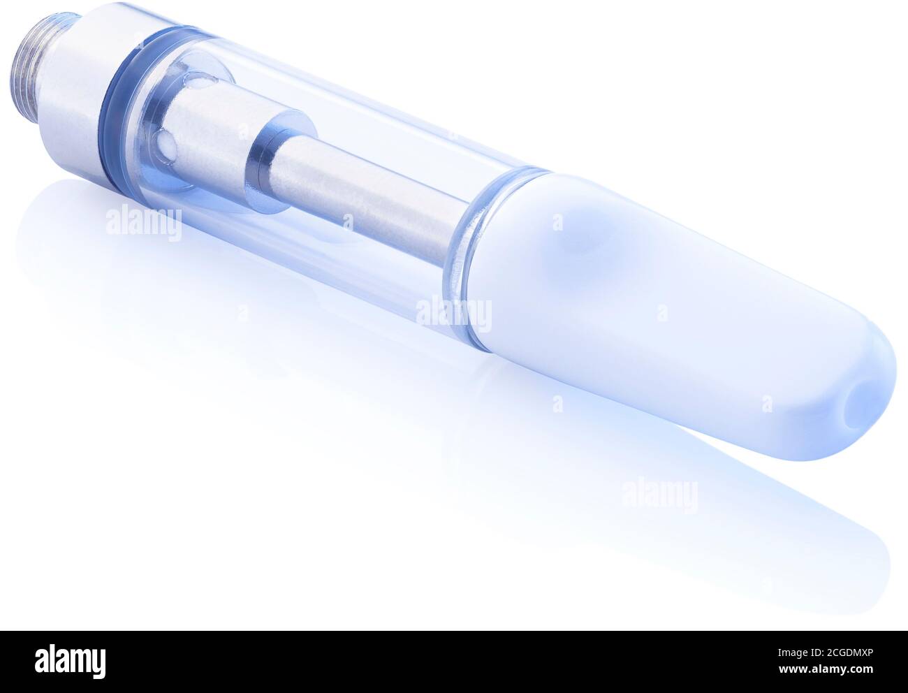 Cannabis Vape Cart with Glass Body for THC & CBD on white background ...