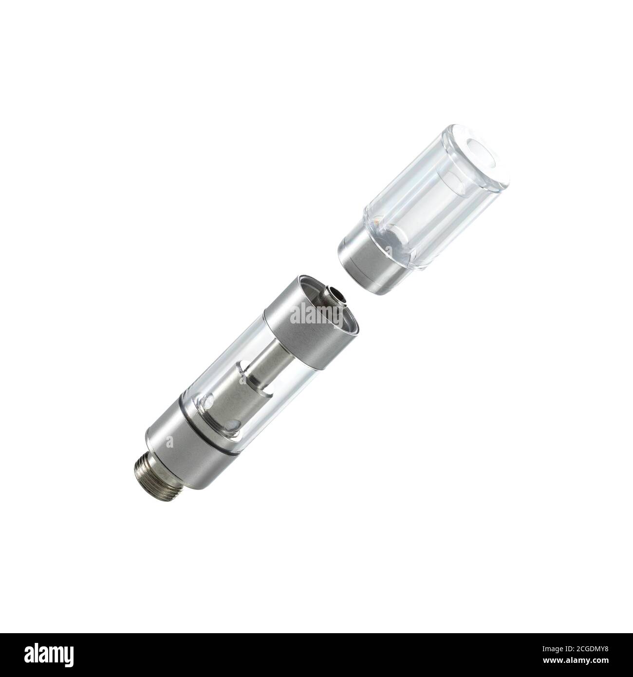 Isolated angled cannabis vape cart for THC & CBD on white background ...