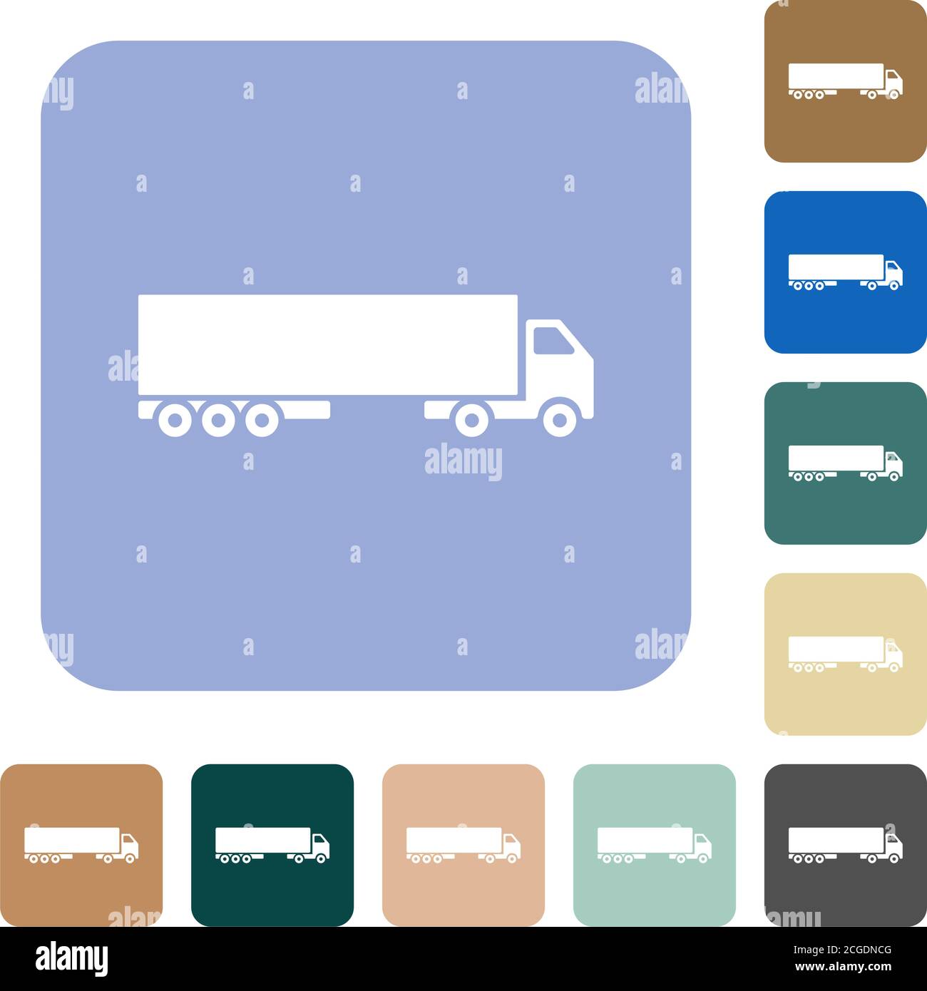 Camion white flat icons on color rounded square backgrounds. 6 bonus ...