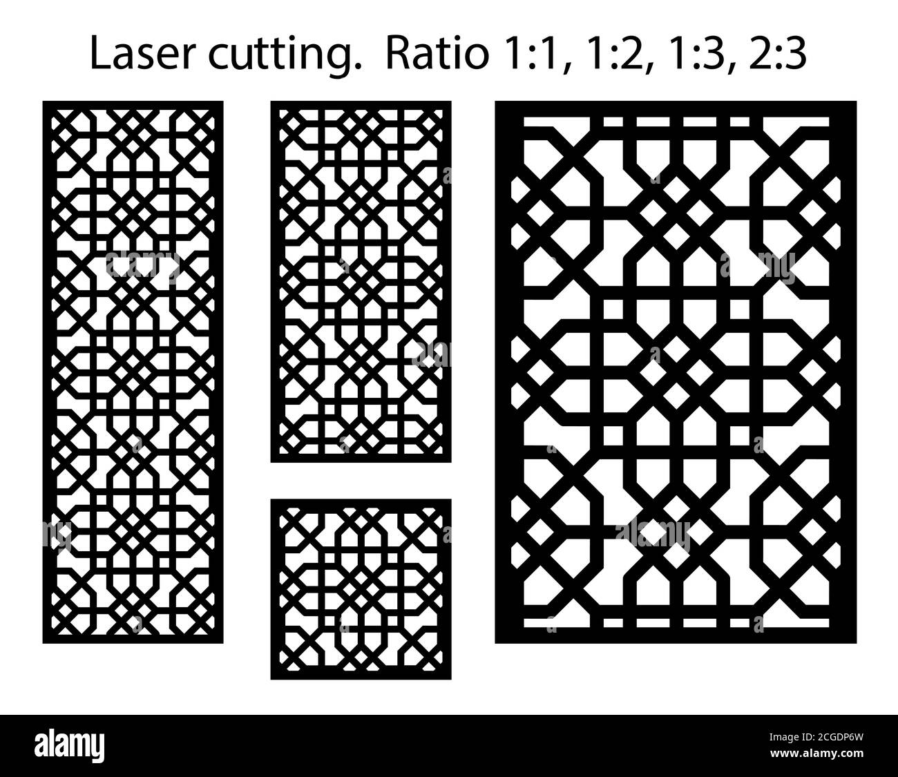 Laser pattern. Set of decorative vector panels for laser cutting. Cnc ...