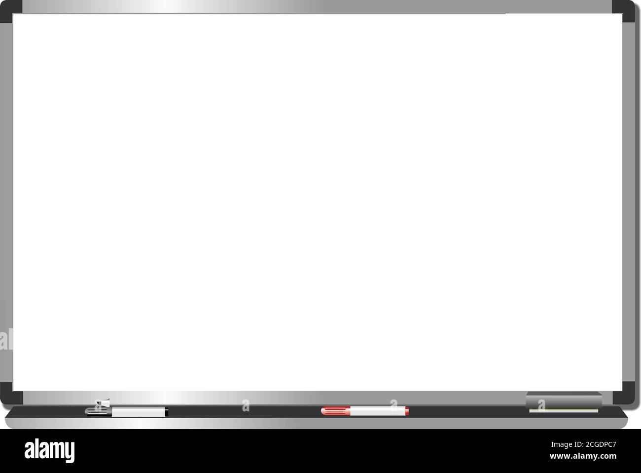 White Board vector with duster and marker isolated on white background ...