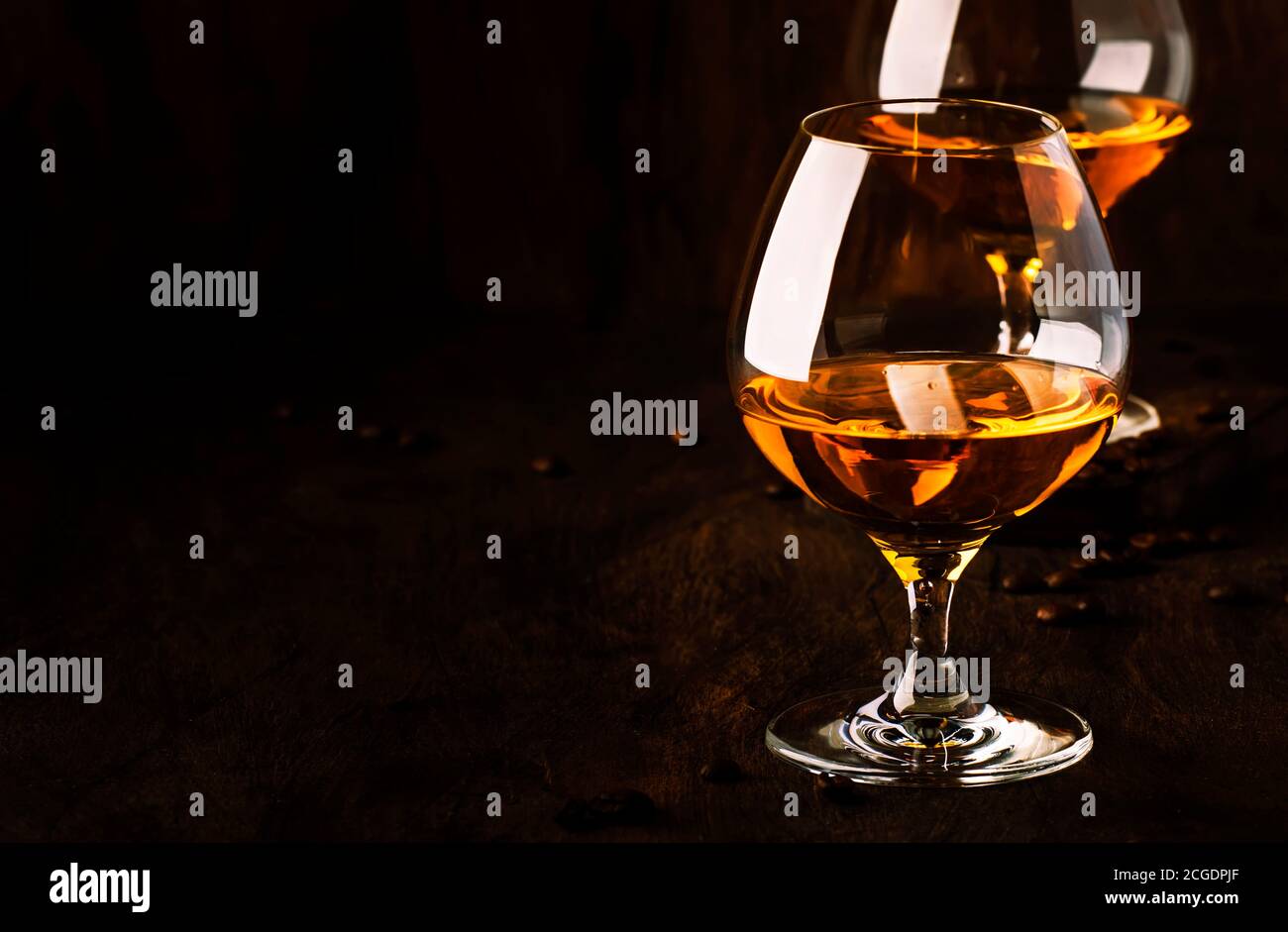 Armagnac, French grape brandy, strong alcoholic drink. Still life in ...