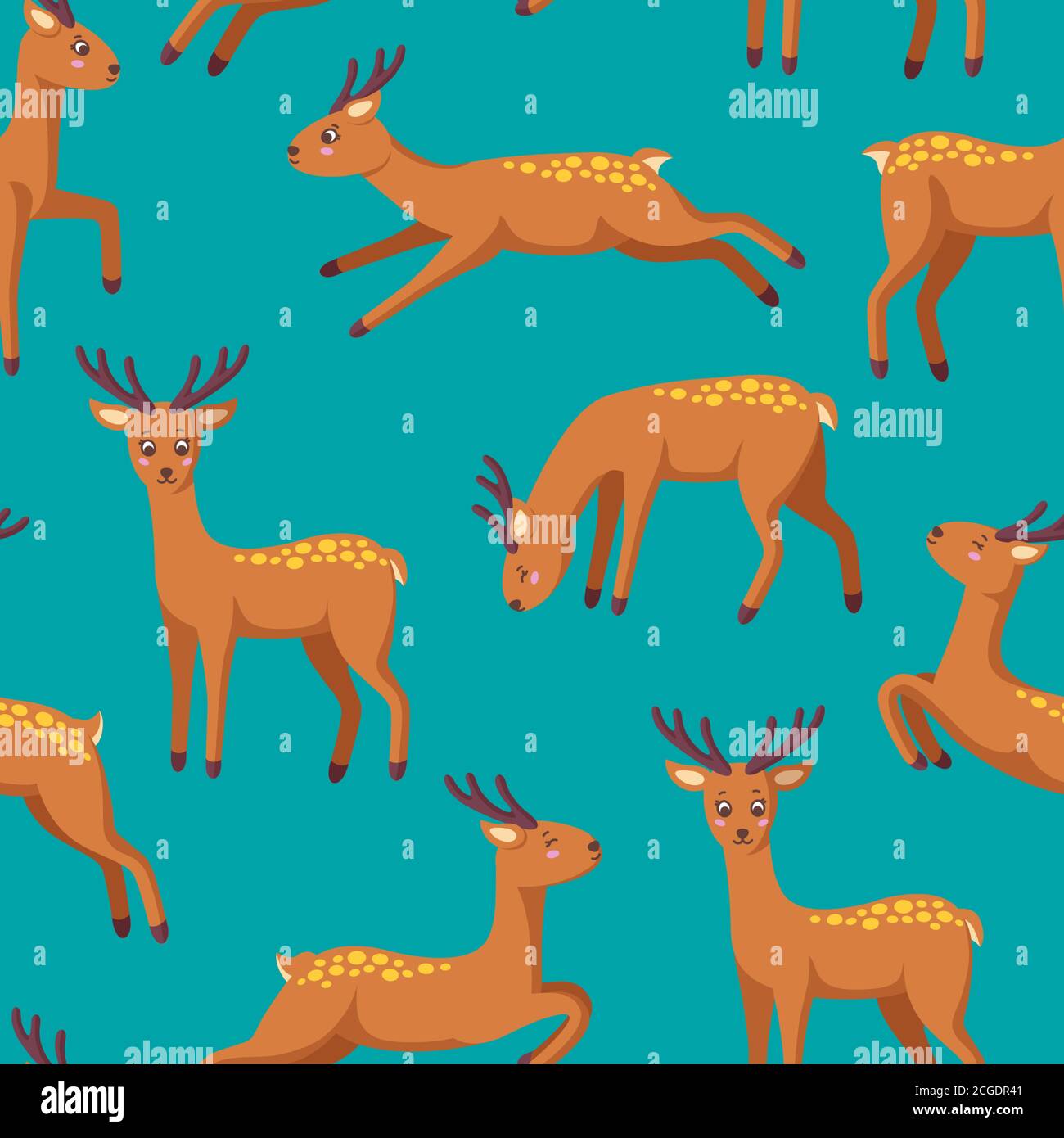 Cheerful reindeers in seamless pattern for various prints and designs ...