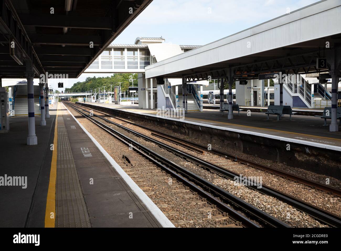Empty platforms on Orpington Railway Station mid morning, which are ...