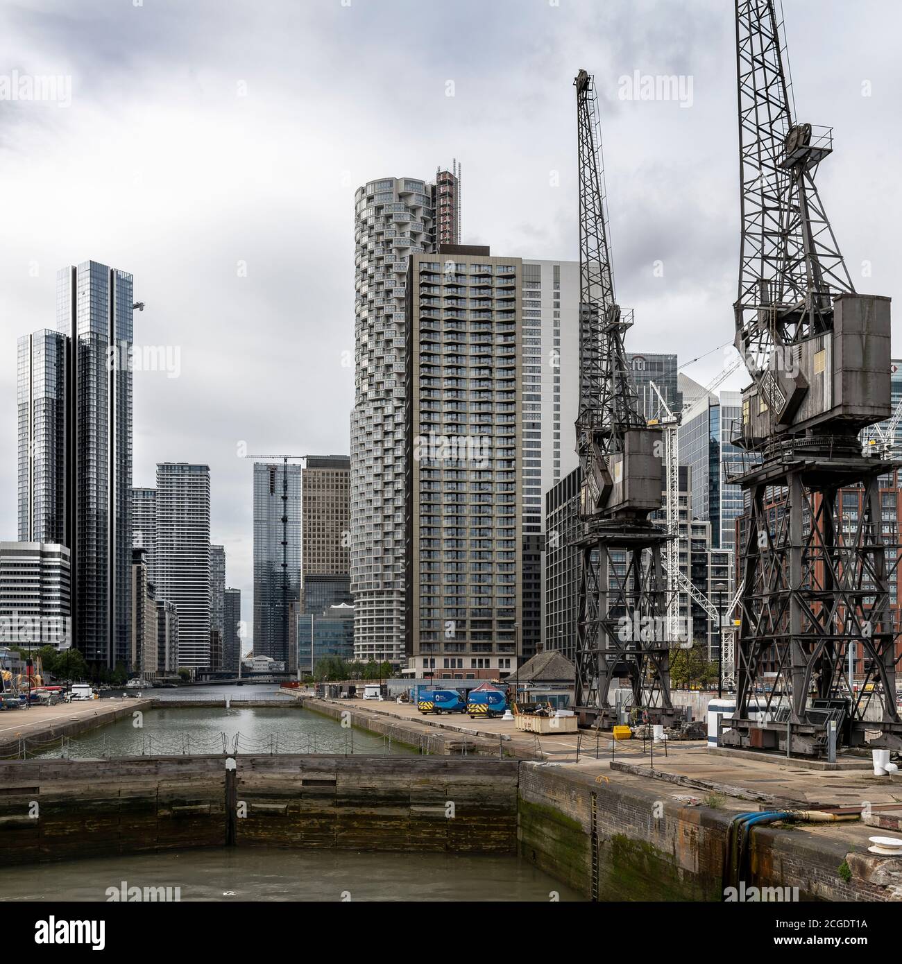 South Dock in London's Docklands. South of Canary Wharf it is the next ...