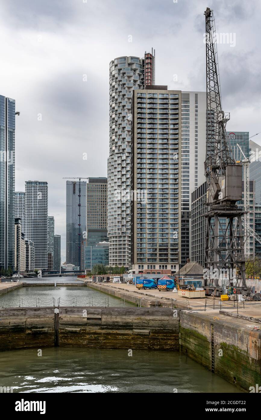 South Dock in London's Docklands. South of Canary Wharf it is the next ...