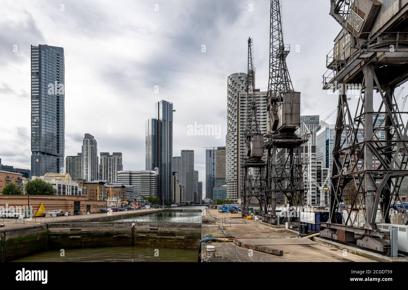 South Dock in London's Docklands. South of Canary Wharf it is the next ...