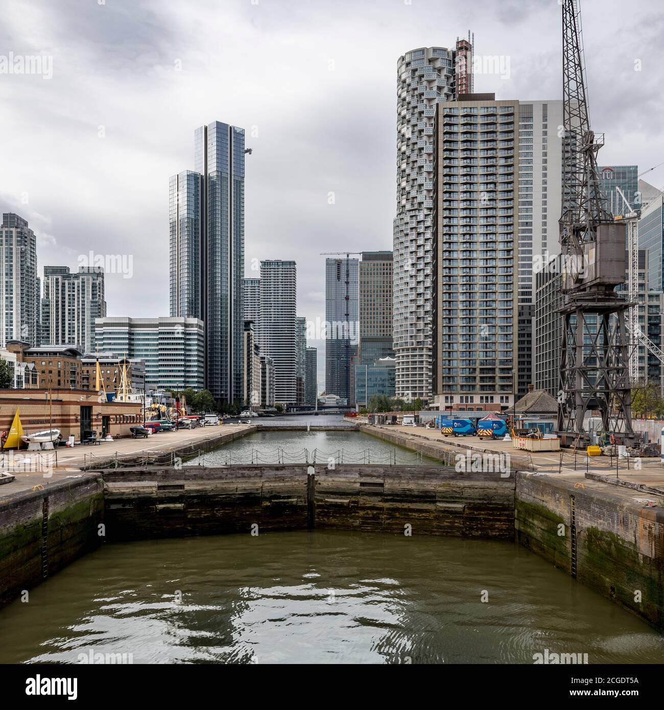 South Dock in London's Docklands. South of Canary Wharf it is the next ...