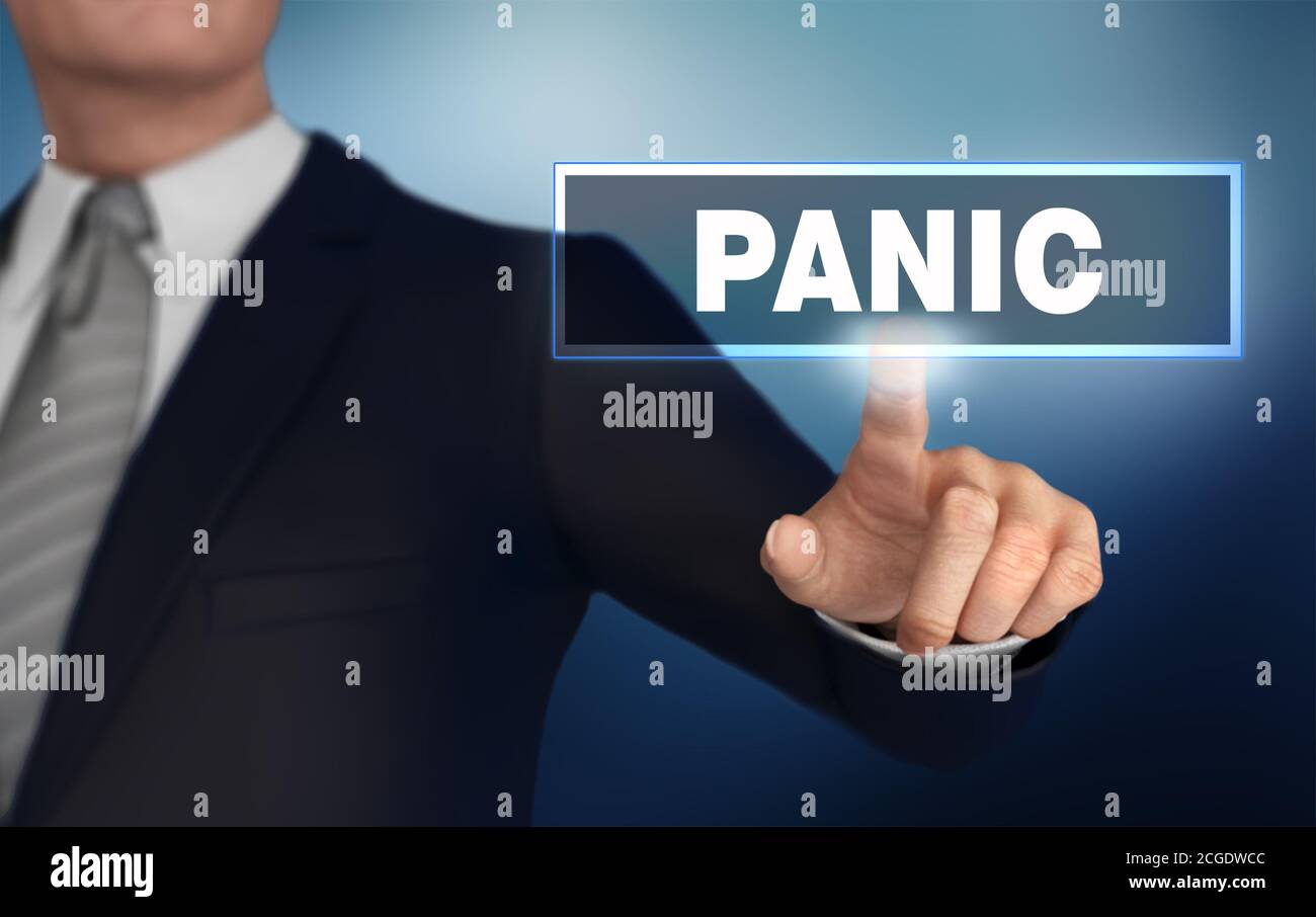 panic with finger pushing concept 3d illustration Stock Photo - Alamy