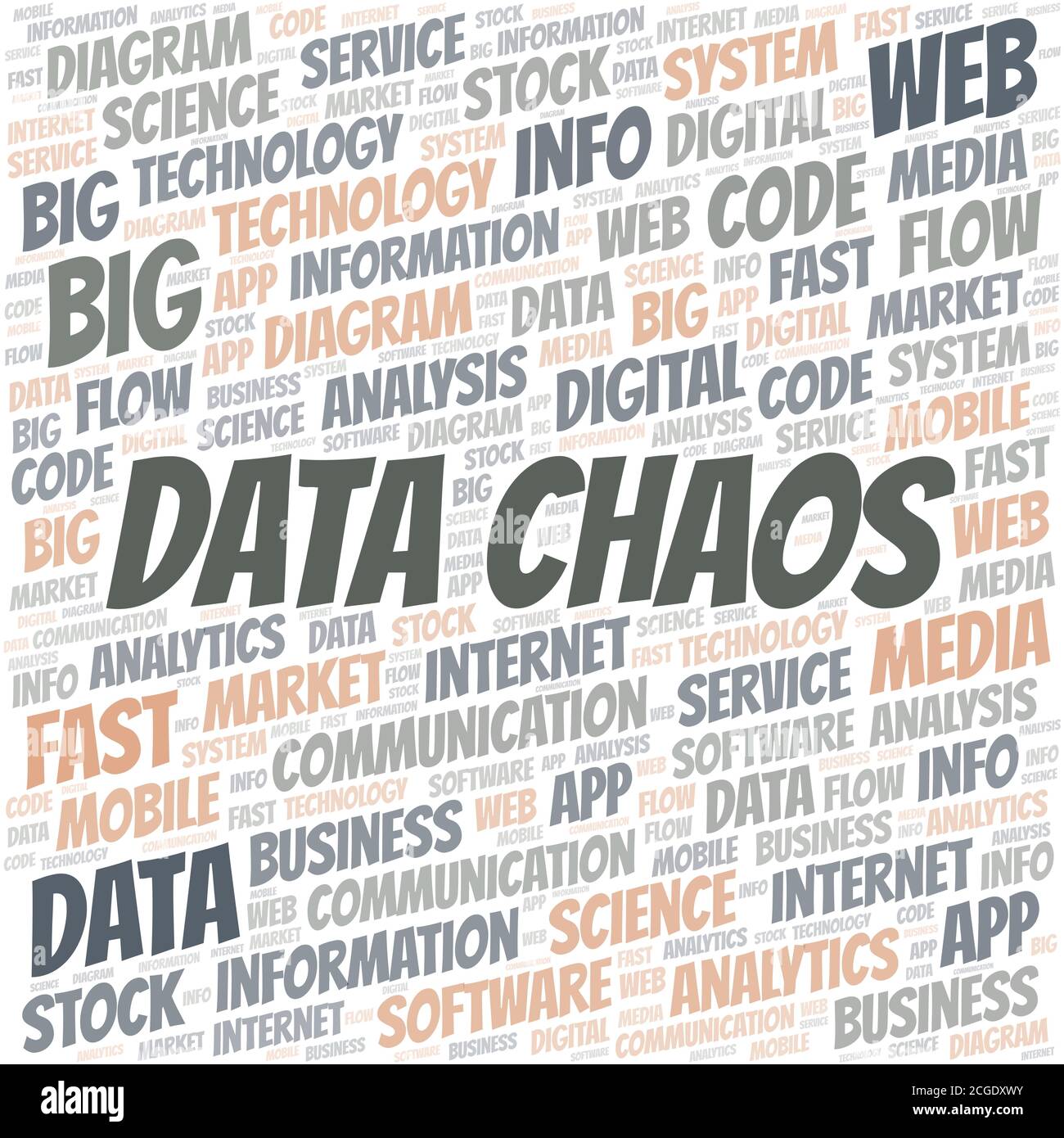 Data Chaos vector word cloud, made with the text only Stock Vector ...