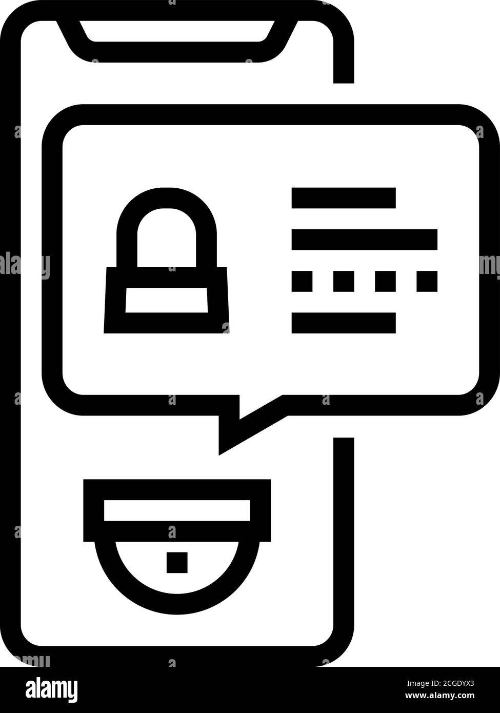 security application message line icon vector isolated illustration ...