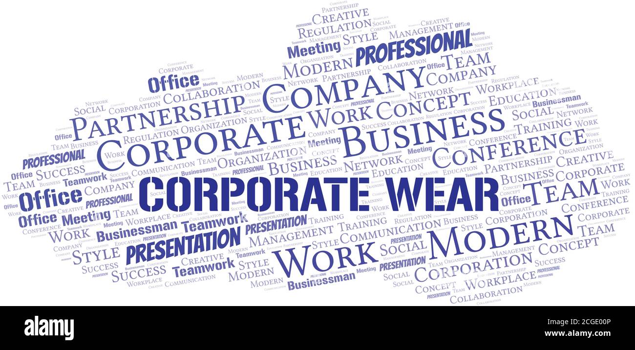 Corporate Wear vector word cloud, made with the text only Stock Vector ...