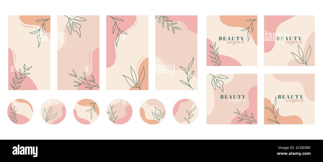 Social media stories, posts, highlights templates. Abstract floral ...