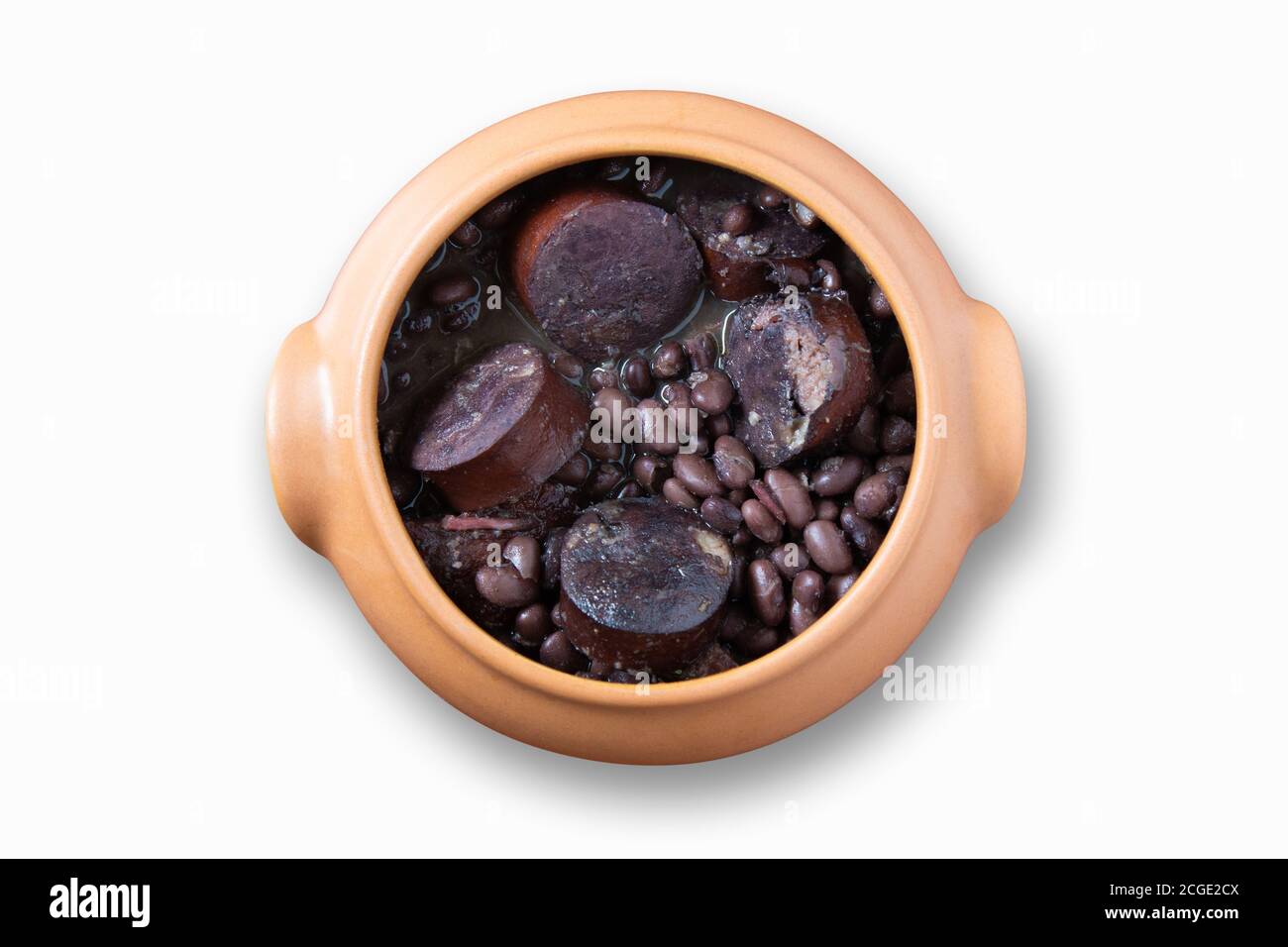 Feijoada. Traditional Brazilian food. White background. Top view. Copy ...