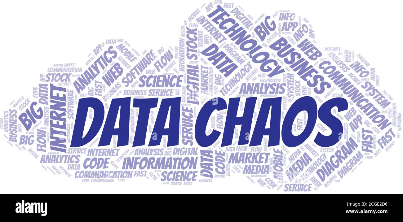 Data Chaos vector word cloud, made with the text only Stock Vector ...