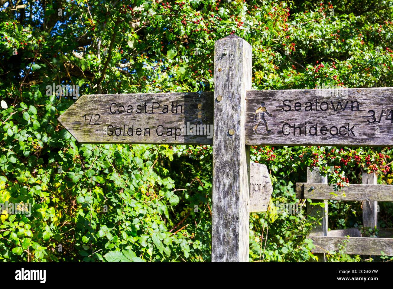 Coastal path sign post, Doset Stock Photo - Alamy