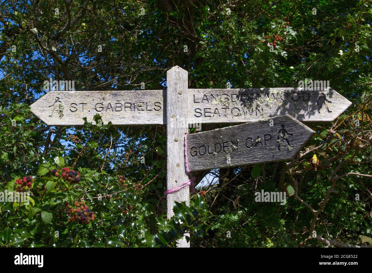 Sign post on Dorset coast line Stock Photo - Alamy