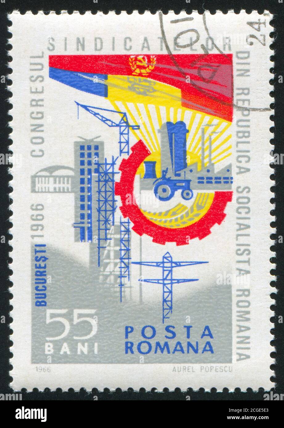 ROMANIA - CIRCA 1966: stamp printed by Romania, shows Symbols of ...