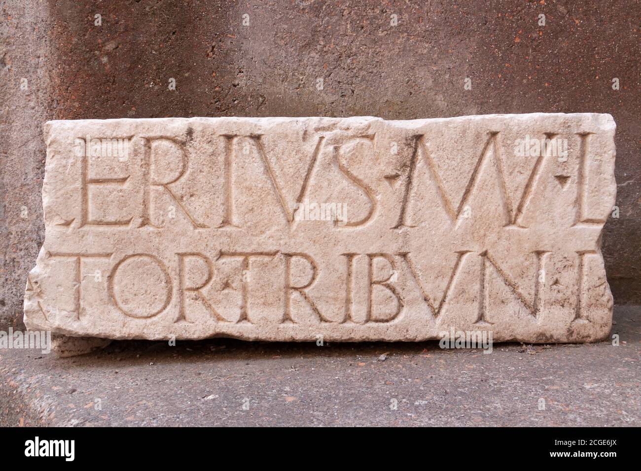 Rome, Italy - June 28, 2010: Ancient Latin inscription, carved from a ...