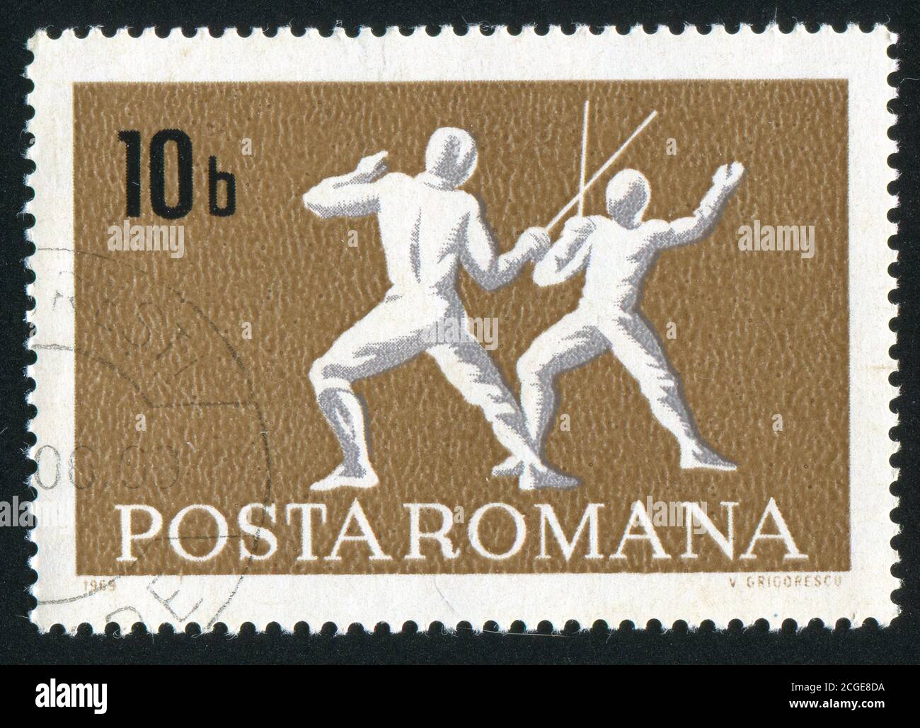 ROMANIA - CIRCA 1969: stamp printed by Romania, show fencing, circa ...