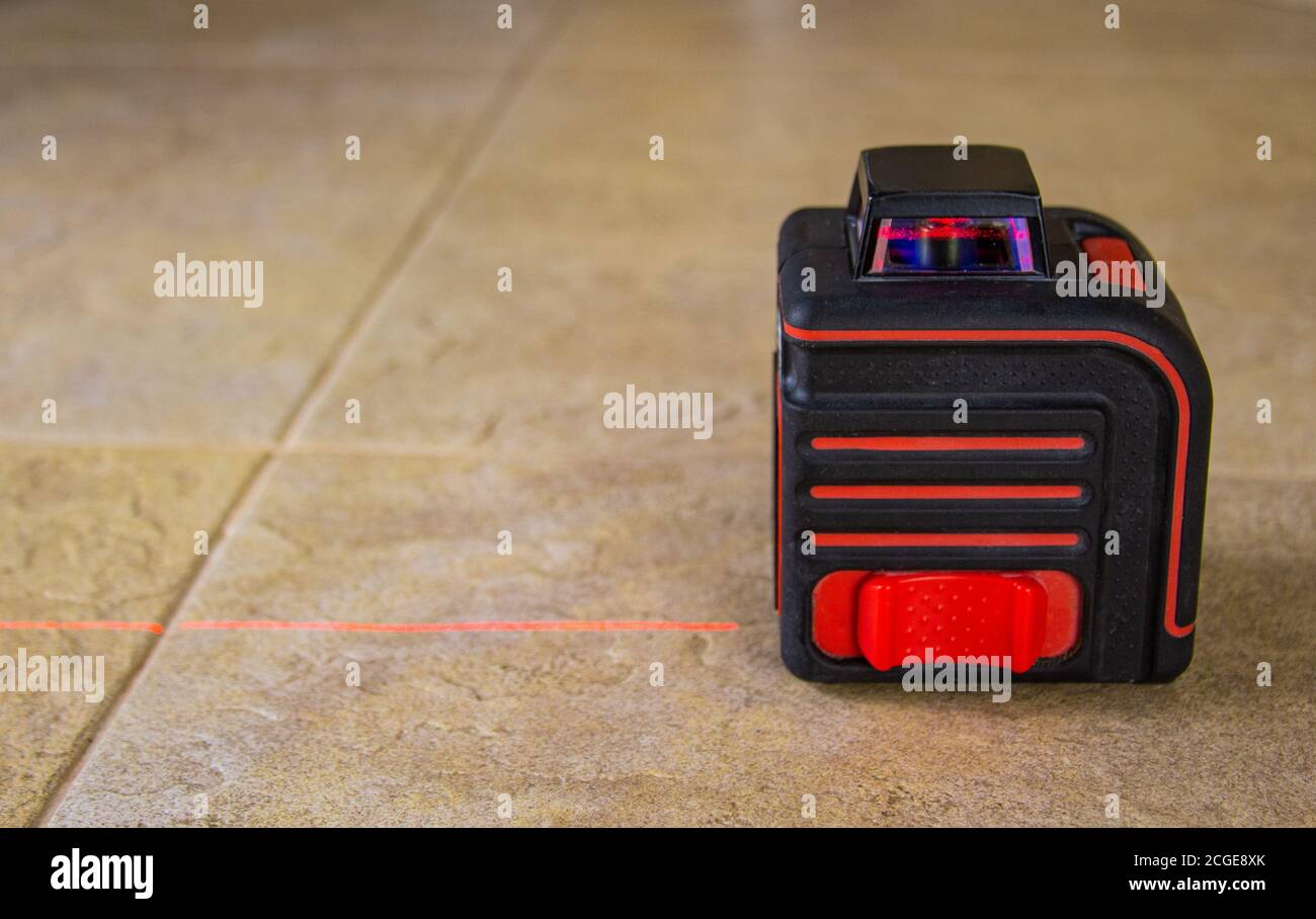 laser level on the floor. design and measurement concept Stock Photo ...