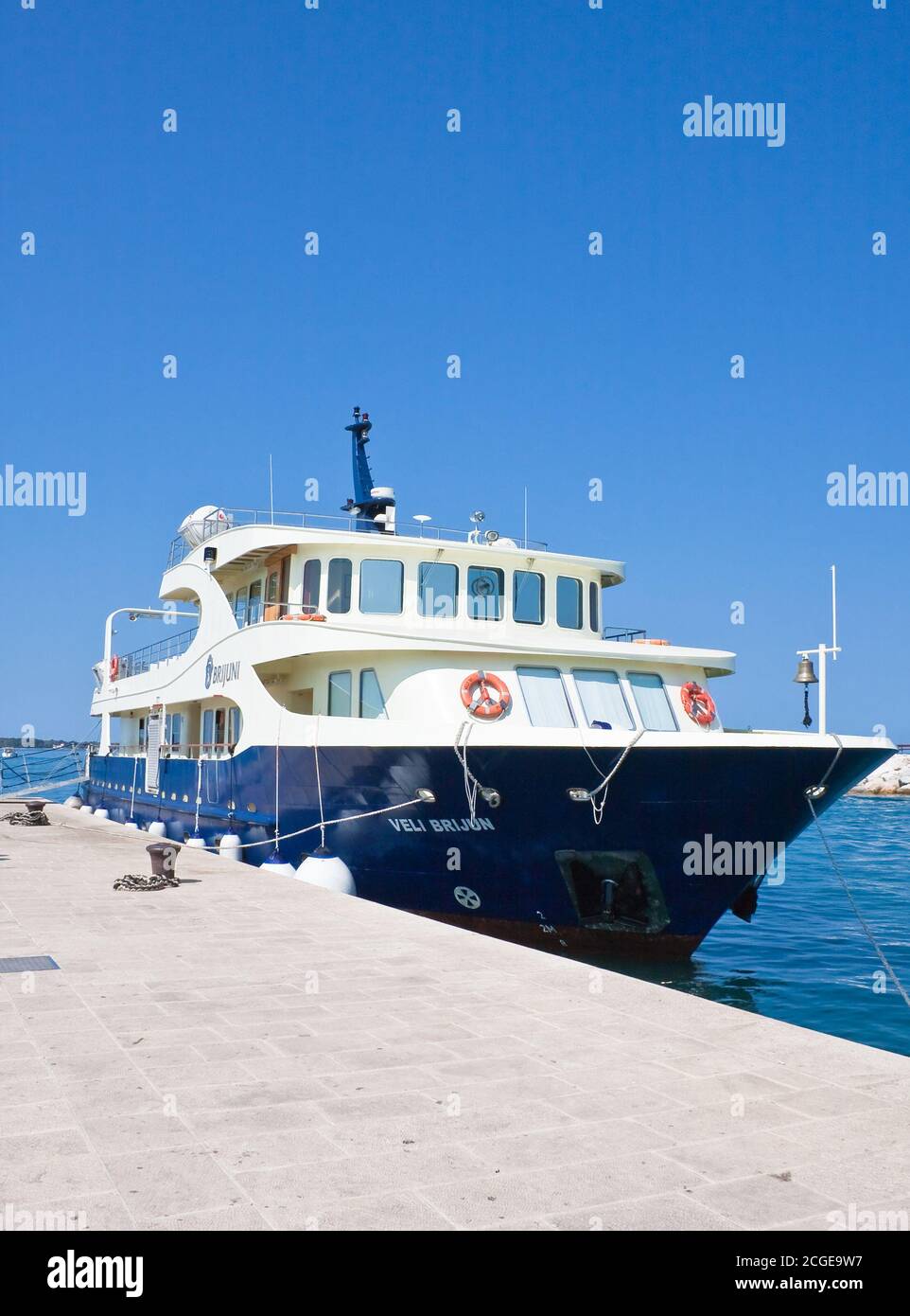 Tourist ship at the pier. Fazana, Croatia Stock Photo - Alamy