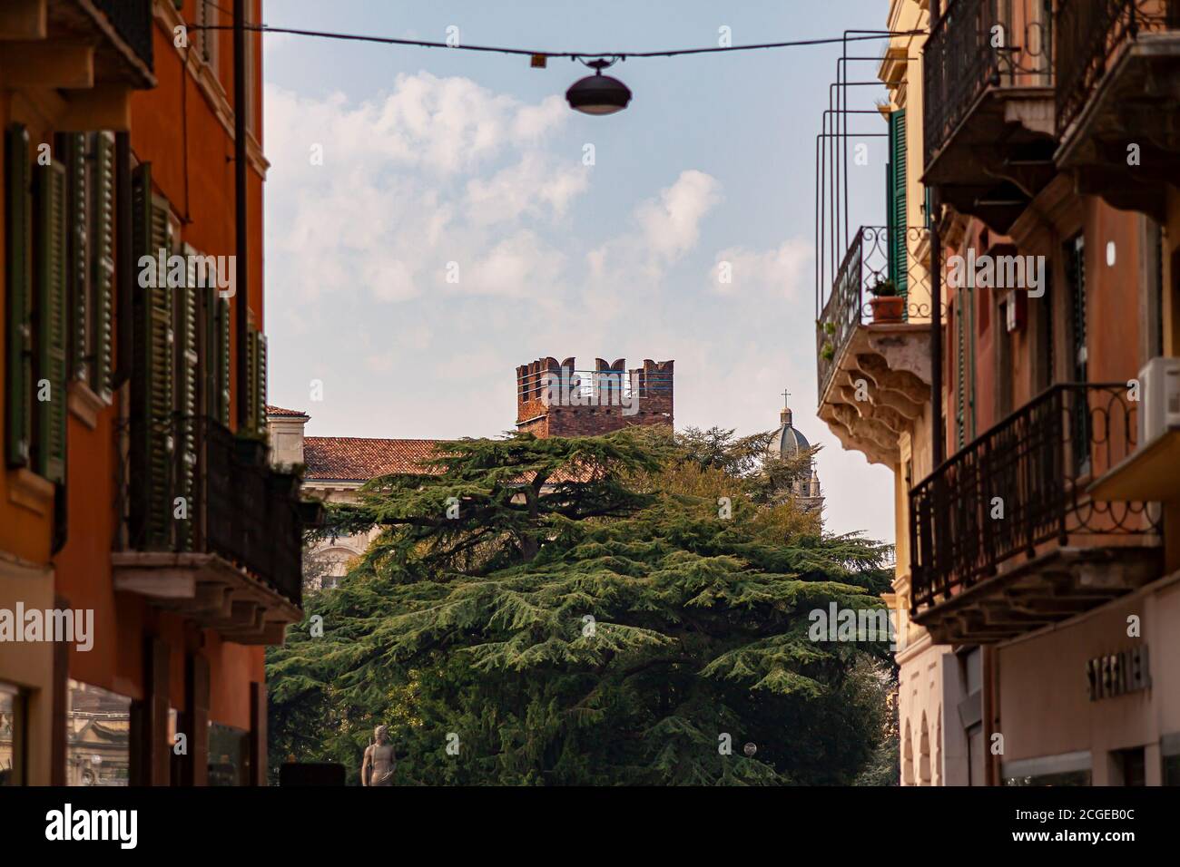 Verona castle tower detail Stock Photo - Alamy