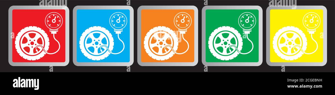 Vector illustration, symbol for inflate tire. Buttons, signs EPS10 ...