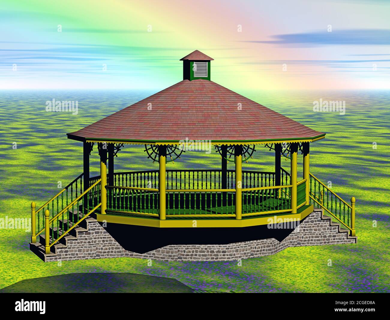 round arbor in garden Stock Photo - Alamy