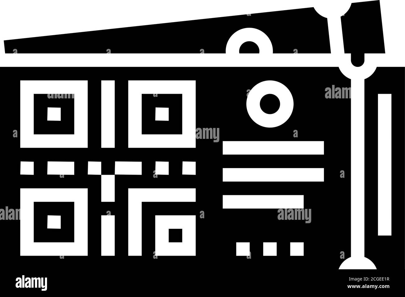 qr code on cinema ticket glyph icon vector isolated illustration Stock ...