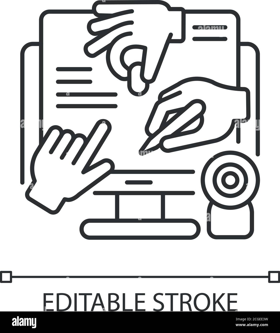 All hands meeting linear icon Stock Vector Image & Art - Alamy