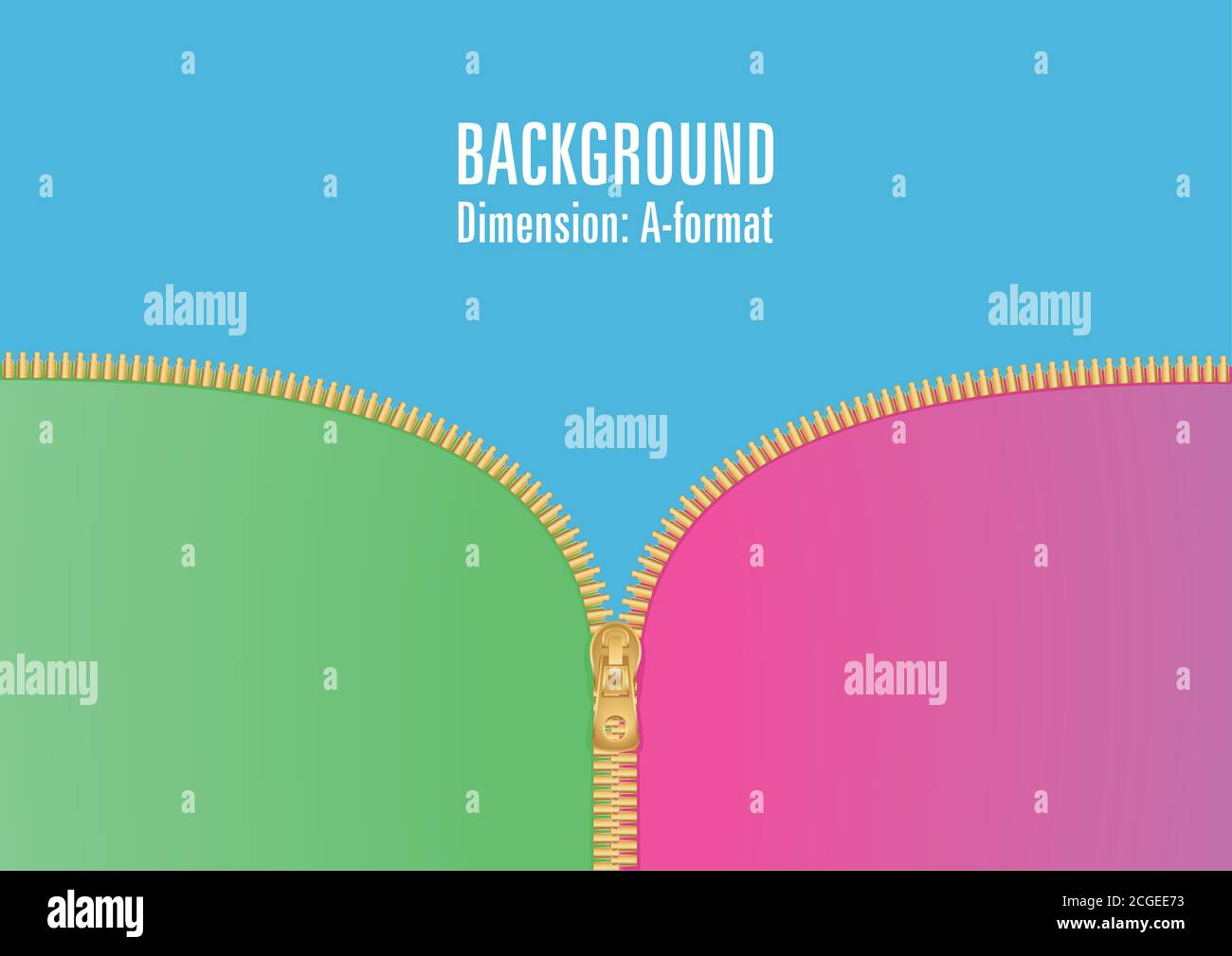 Golden zipper in cool design. Vector illustration. EPS10. Dimension a4 ...