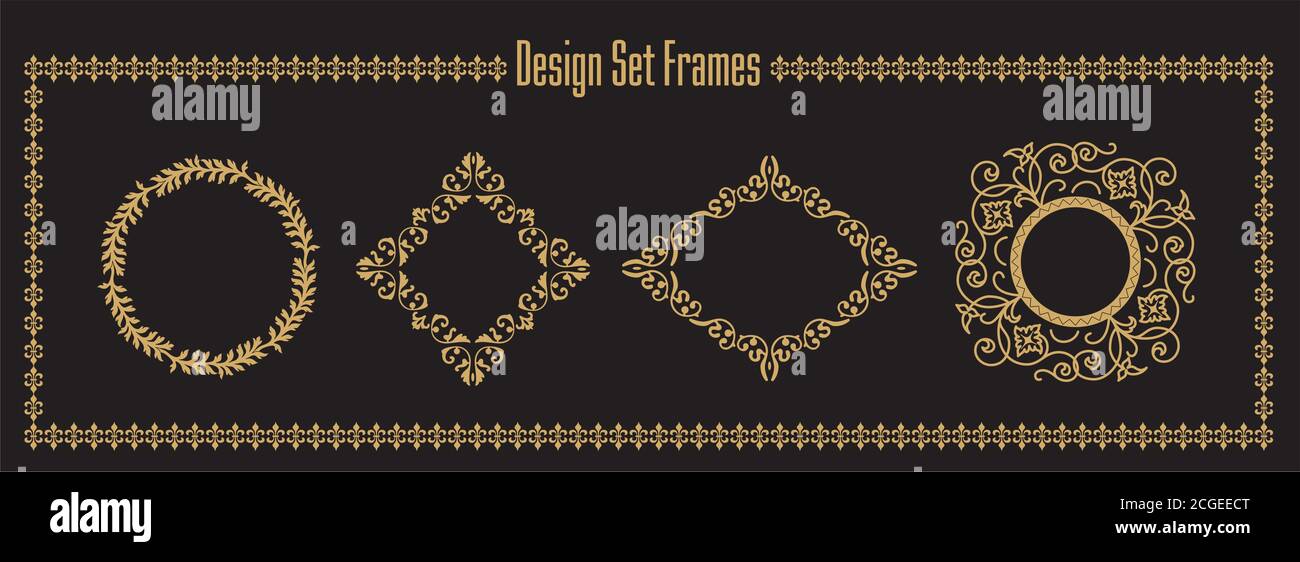 Beautiful gold colored frames. Vector illustration. EPS10 Stock Vector ...