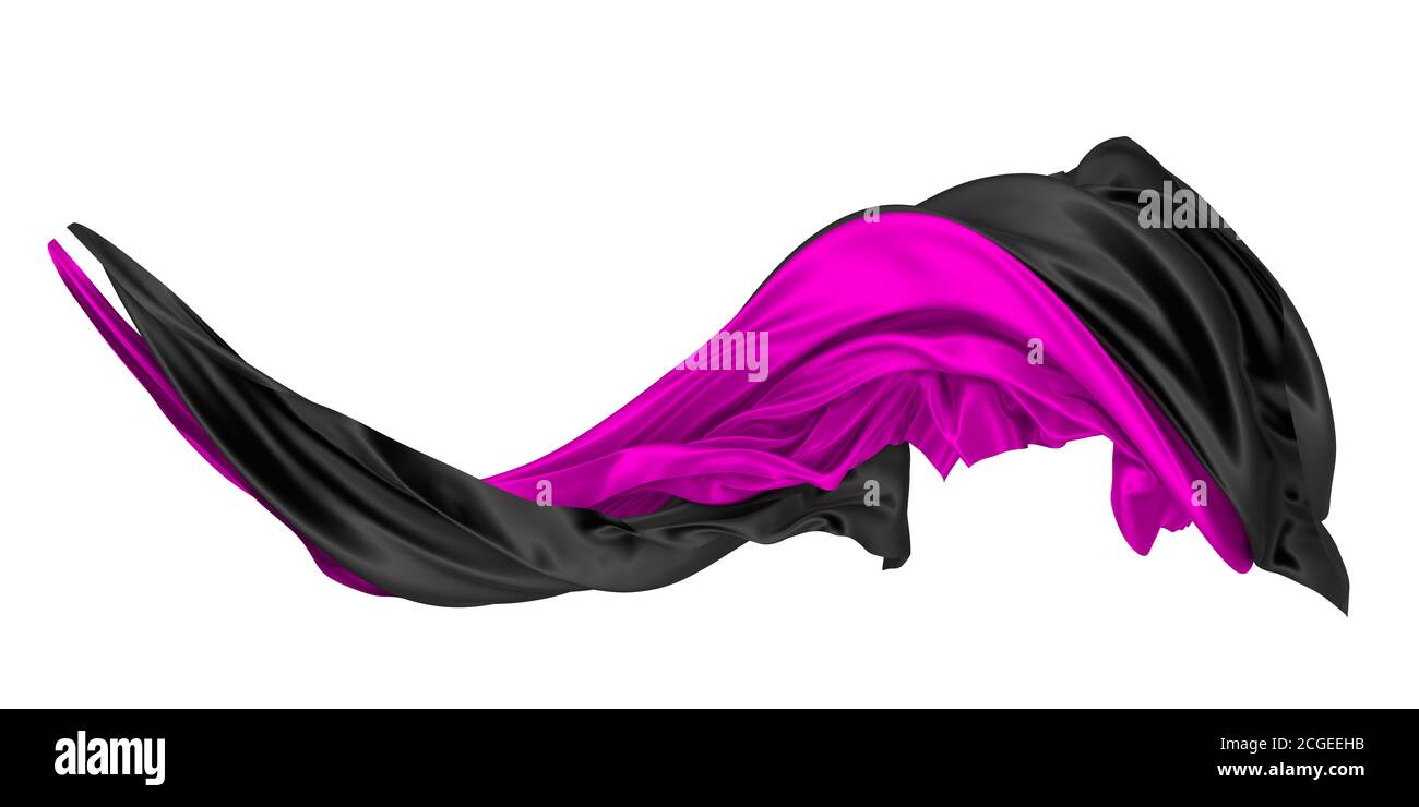 Two flaps of silk or satin fabric developing in the wind. Two-color ...