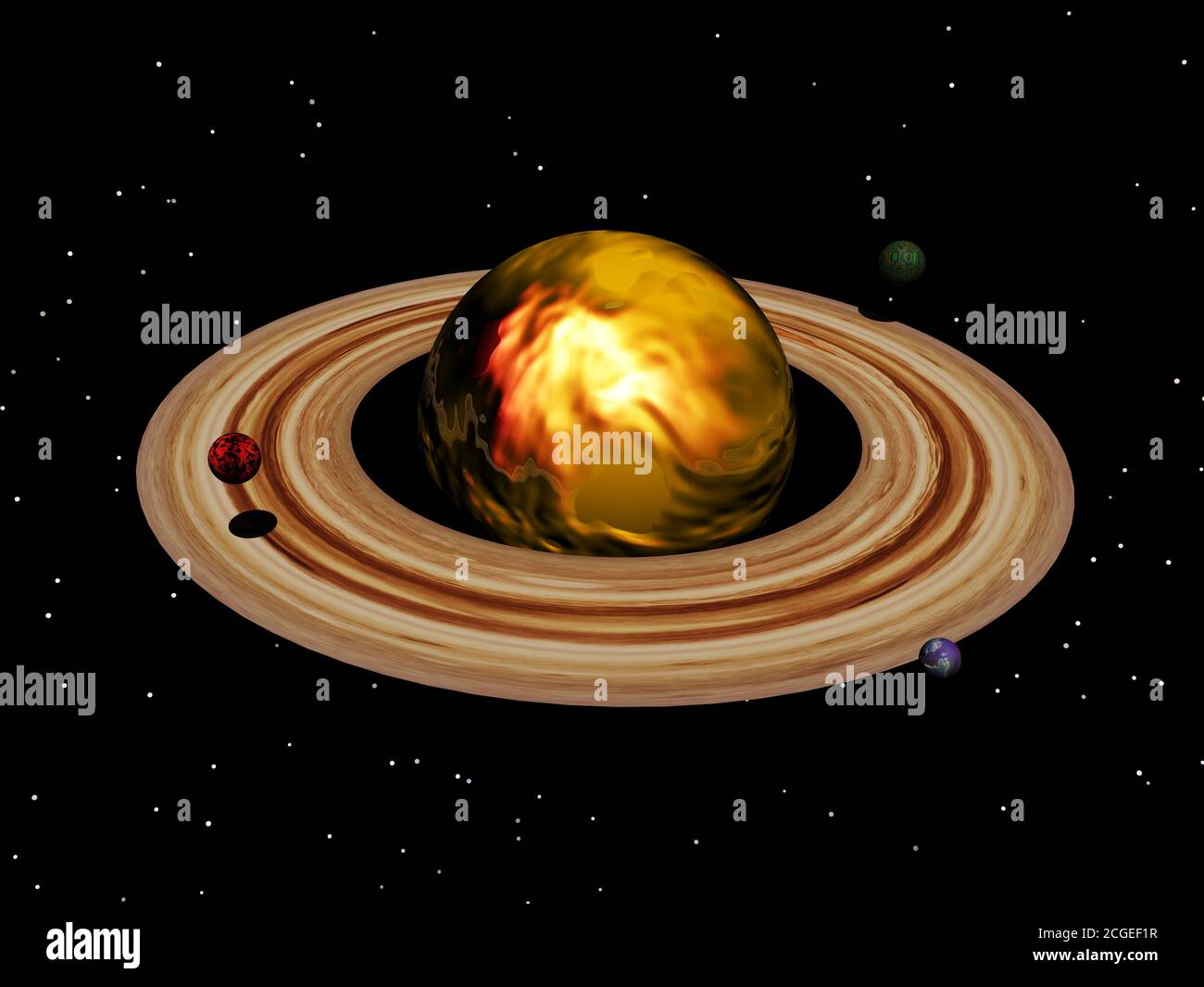 Planet with rings in space Stock Photo - Alamy