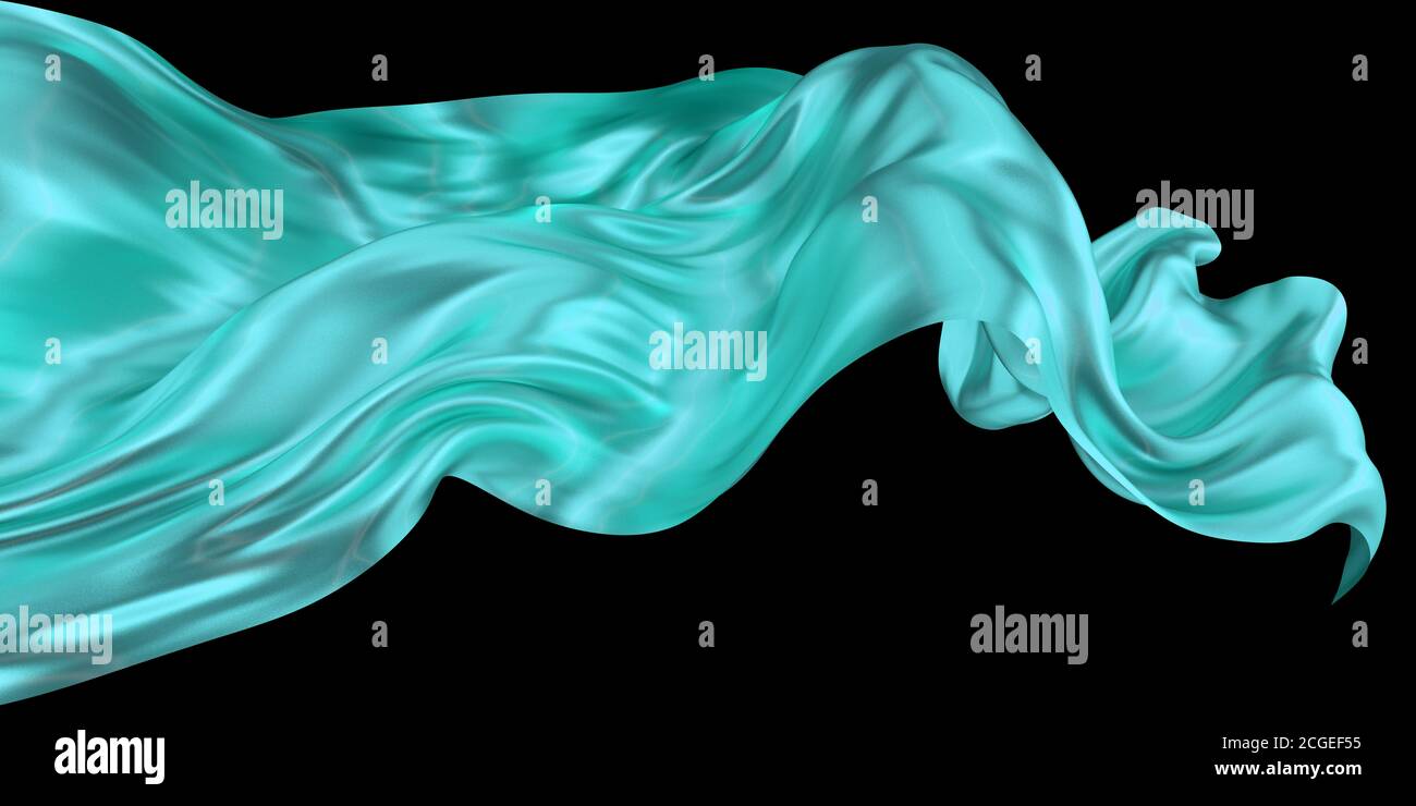 Beautiful cyan wavy fabric with metal texture and varnished surface ...