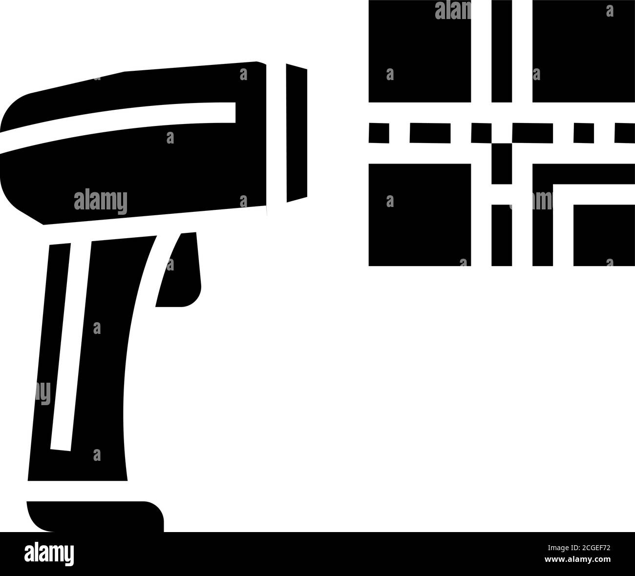 pistol for scanning bar code glyph icon vector isolated illustration ...