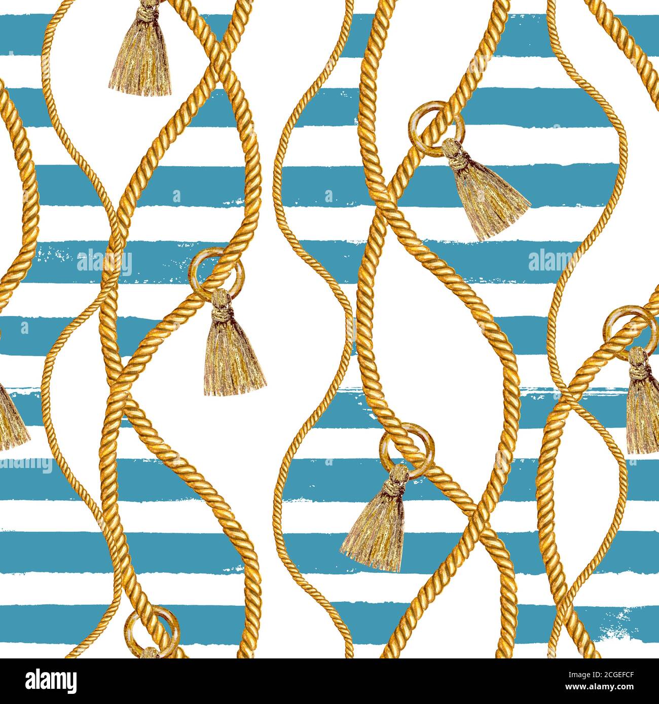 Seamless pattern sea nautical illustration. Watercolor hand drawn ...