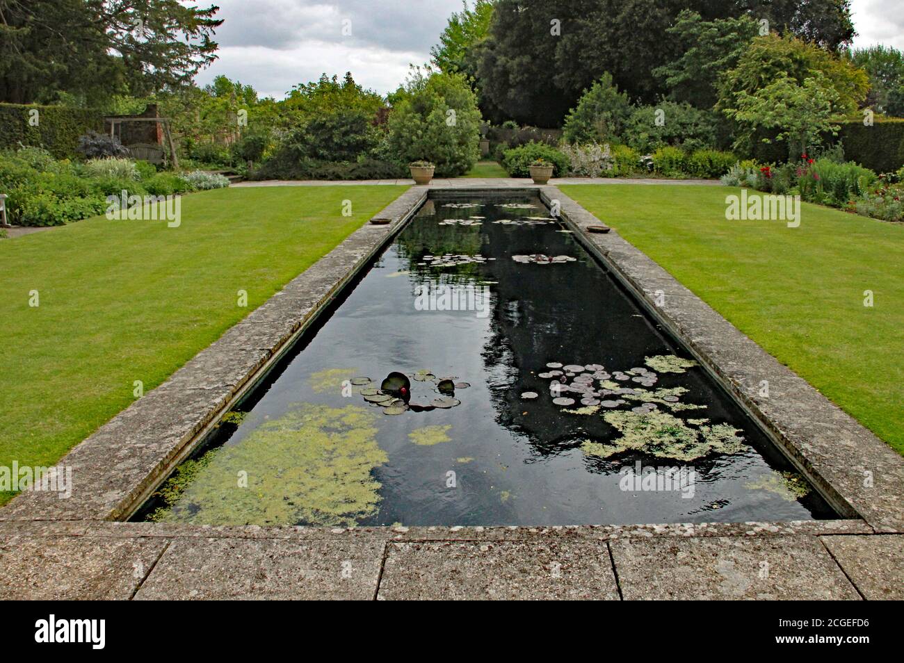 Rectangular ornamental pond in an English country garden Stock Photo ...