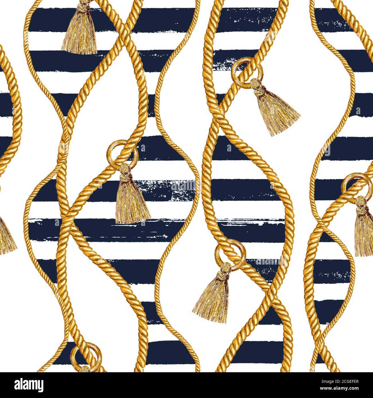 Seamless pattern sea nautical illustration. Watercolor hand drawn ...
