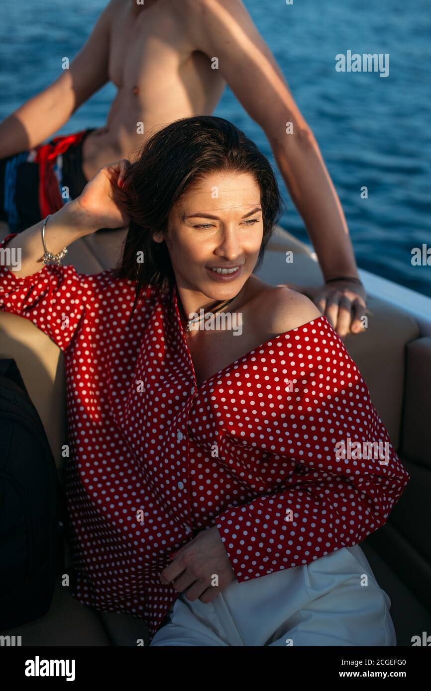 Happy friends on sailing ship hi-res stock photography and images - Alamy