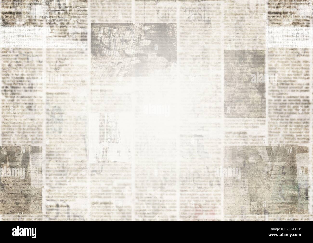 Newspaper with old unreadable text. Vintage grunge blurred paper news ...